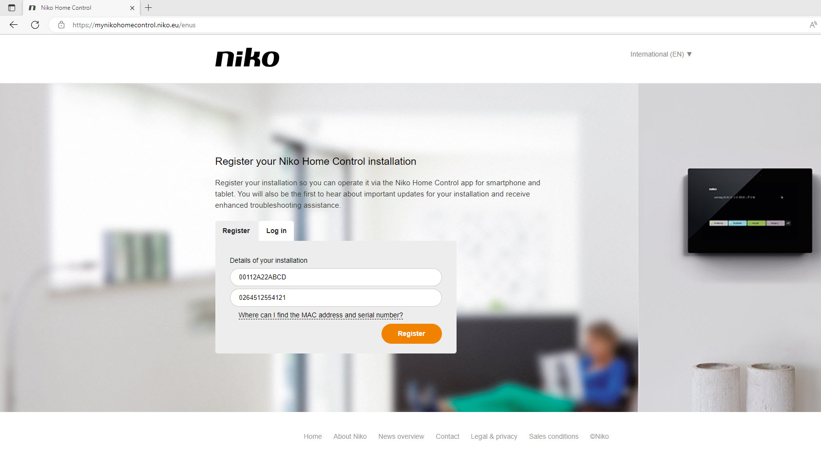 3.2 Registeer jouw Niko Home Control II installatie