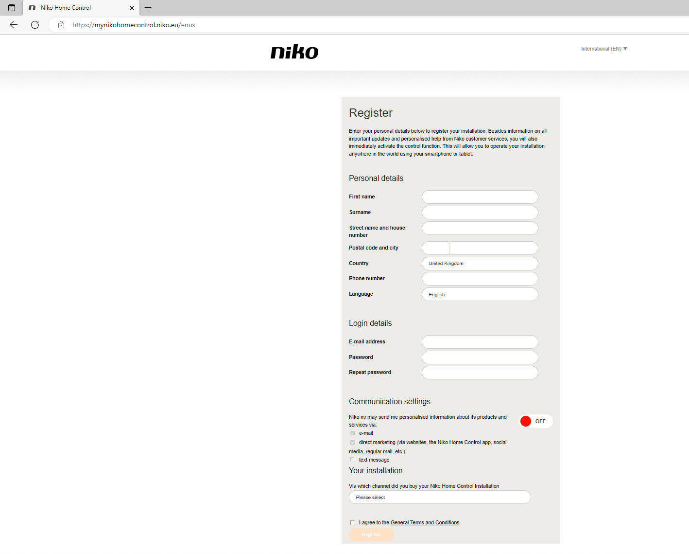 3.2 Registeer jouw Niko Home Control II installatie