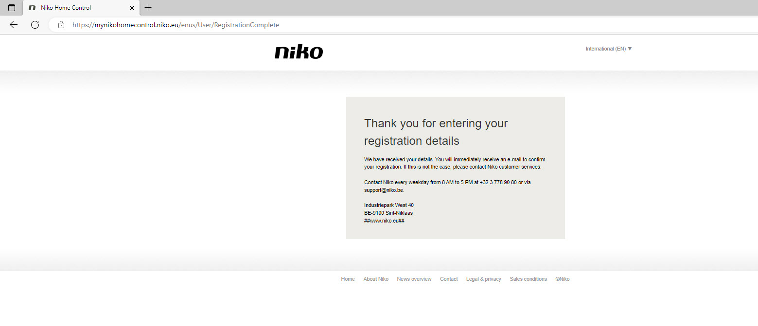 3.2 Registeer jouw Niko Home Control II installatie